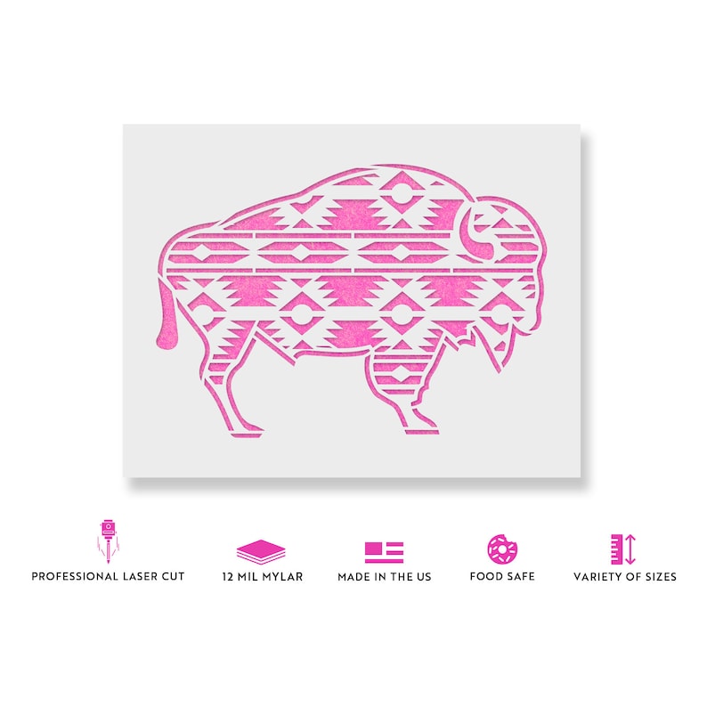 Aztec Buffalo Stencil - Aztec Stencil, Buffalo Stencil, Animal Stencil ...