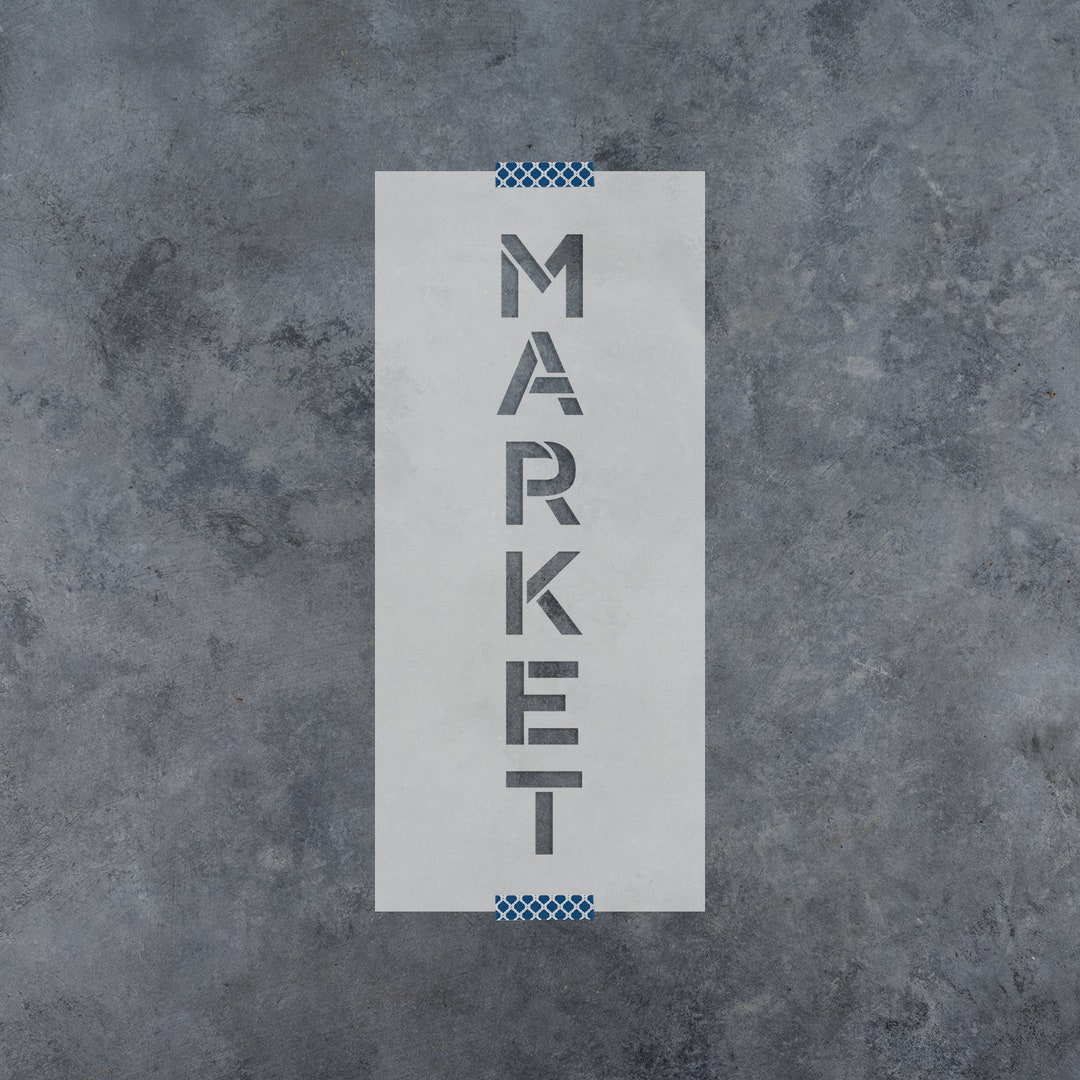 Vertical Sign Market Stencil - Farmhouse Stencil, Market Sign, Diy ...