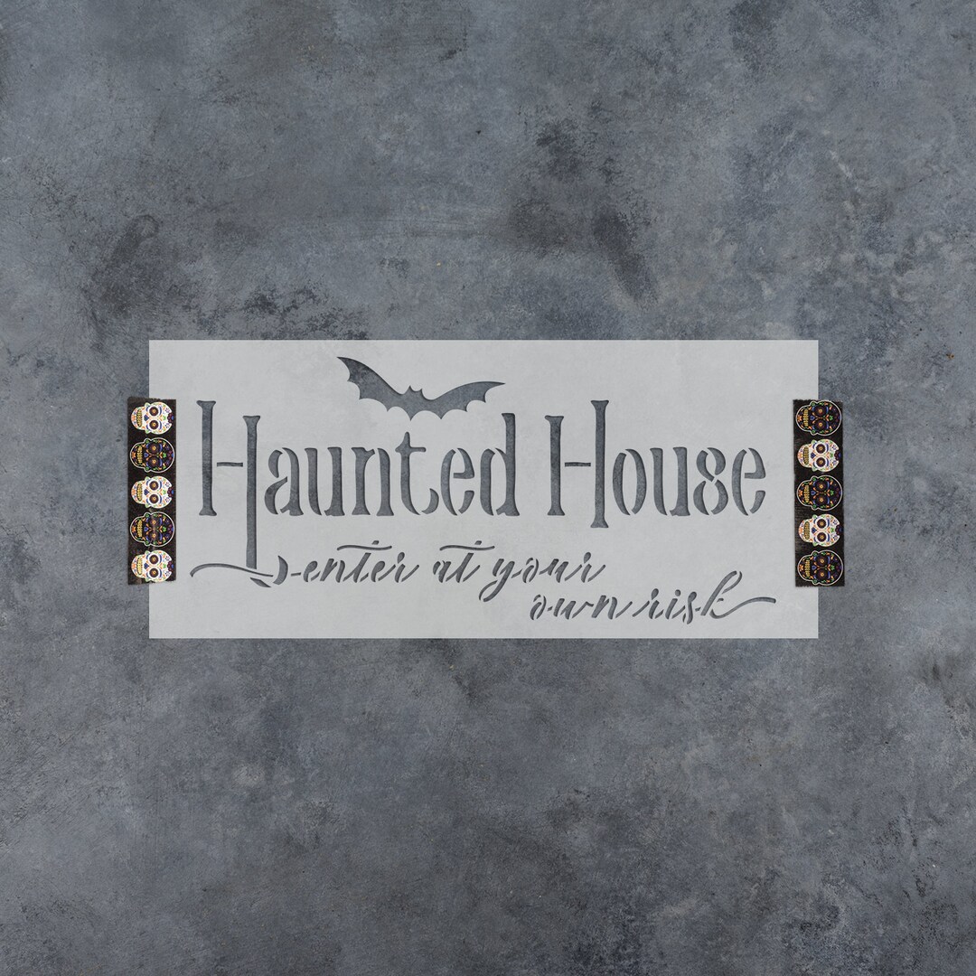 Haunted House Sign Stencil - Haunted House Stencils for Crafts, Haunted ...