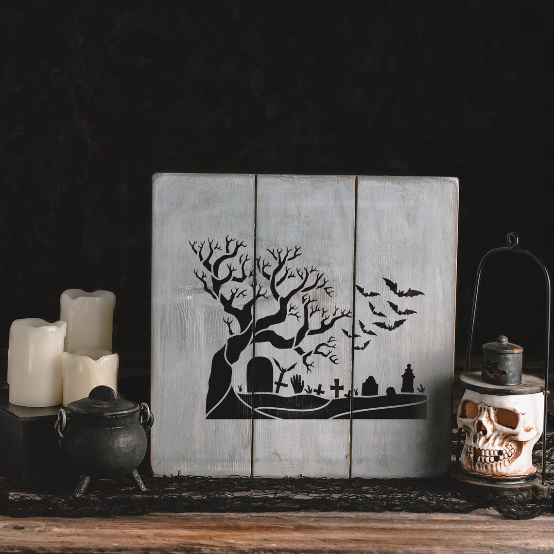 Graveyard Stencil Halloween Stencils Graveyard Stencil - Etsy