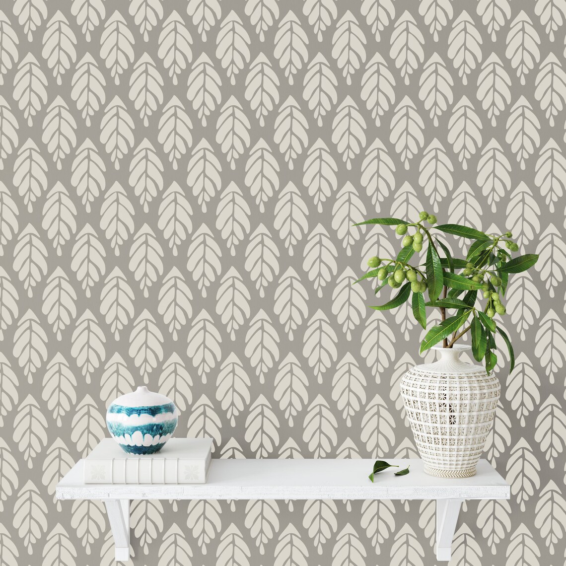Modern Broadleaf Pattern Wall Stencil Decorate Your Home for - Etsy
