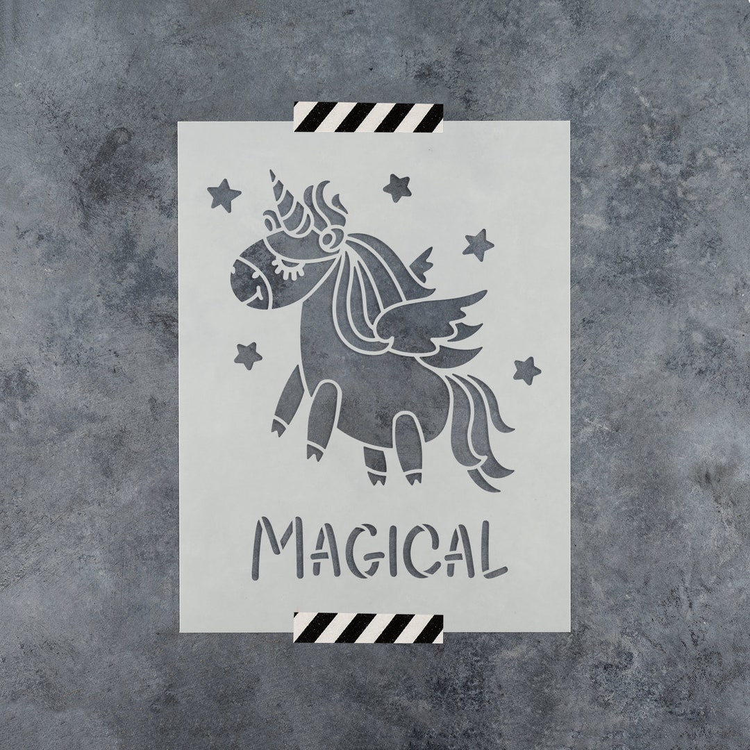Unicorn Magical Stencil - Unicorn Stencils for Crafts, Unicorn Stencil Designs, Magical Stencil ...