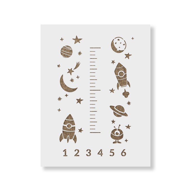 Space Growth Chart Stencil for Nursery Wall, Baby Room, Kids Art ...