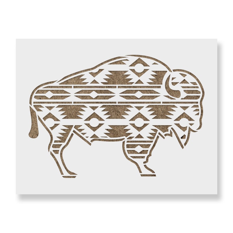 Aztec Buffalo Stencil - Aztec Stencil, Buffalo Stencil, Animal Stencil ...