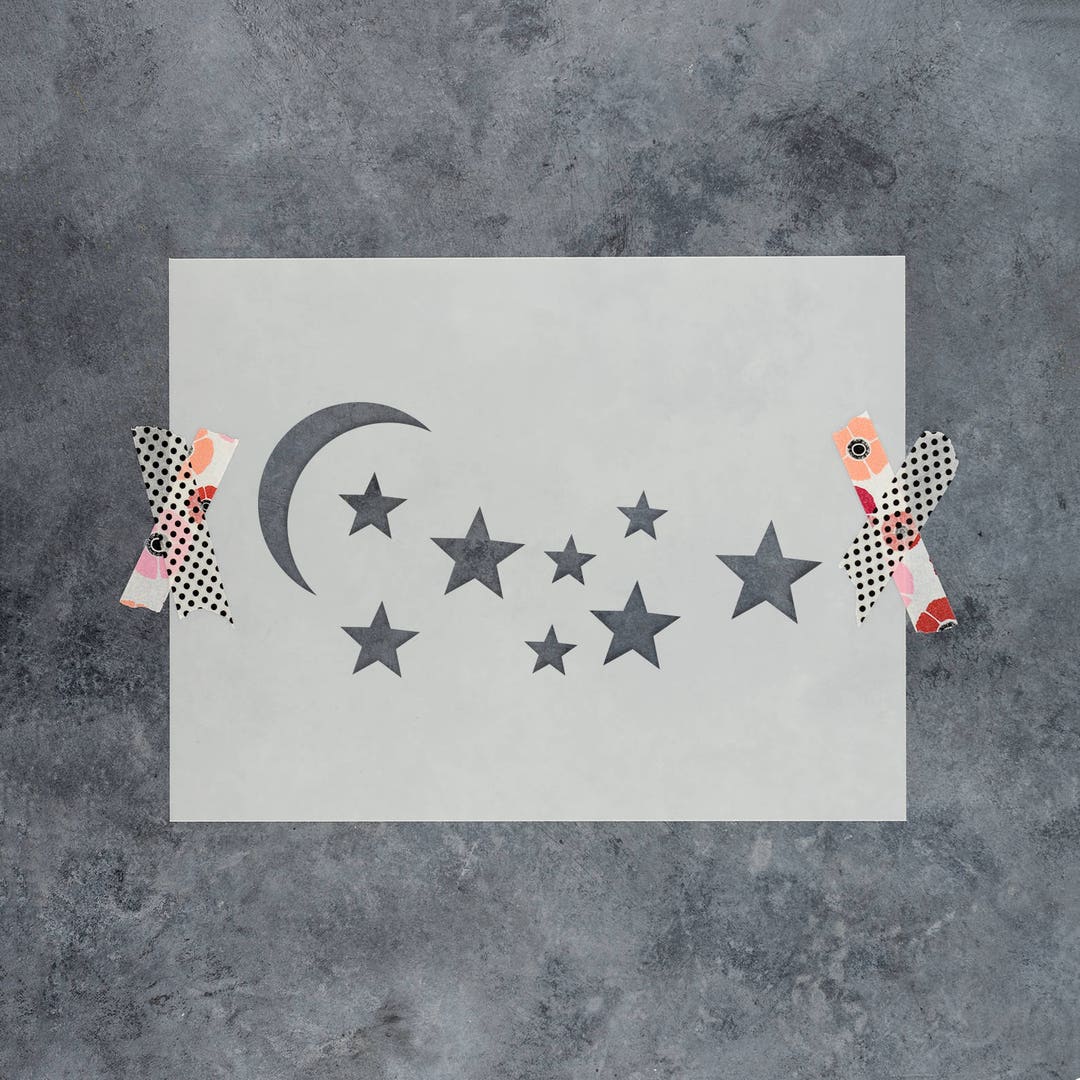Moon and Stars Stencil - Moon Stencil, Stars Stencils, Stars Stencil ...
