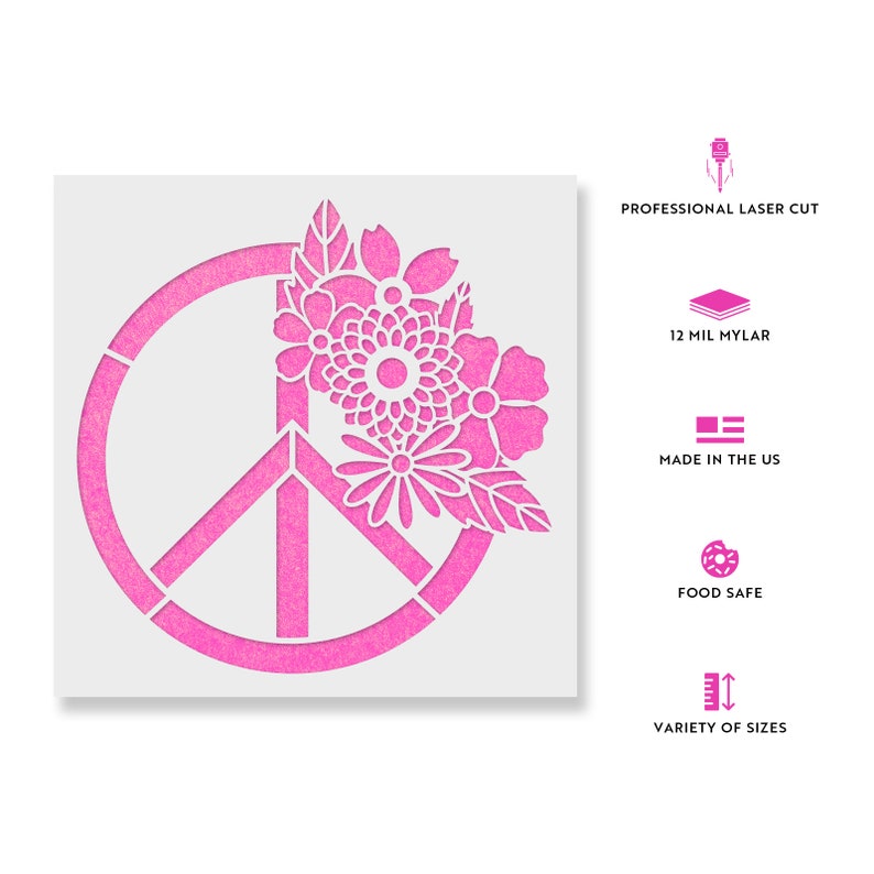 Floral Peace Sign Stencil Reusable Stencils for Painting - Etsy