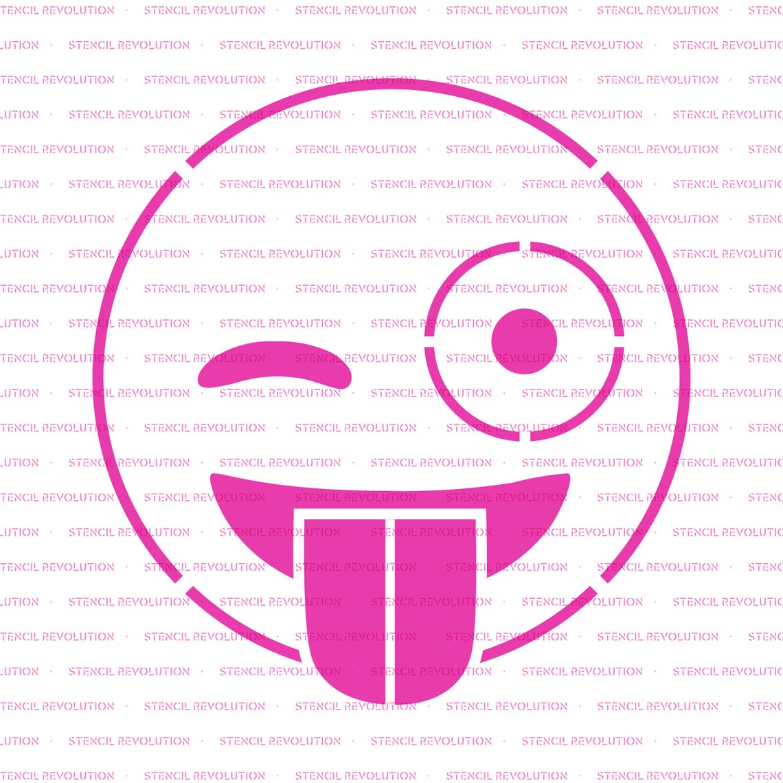 Emoji Winking Tongue Out Stencil - Tongue Stencil, Winking, Emoji ...