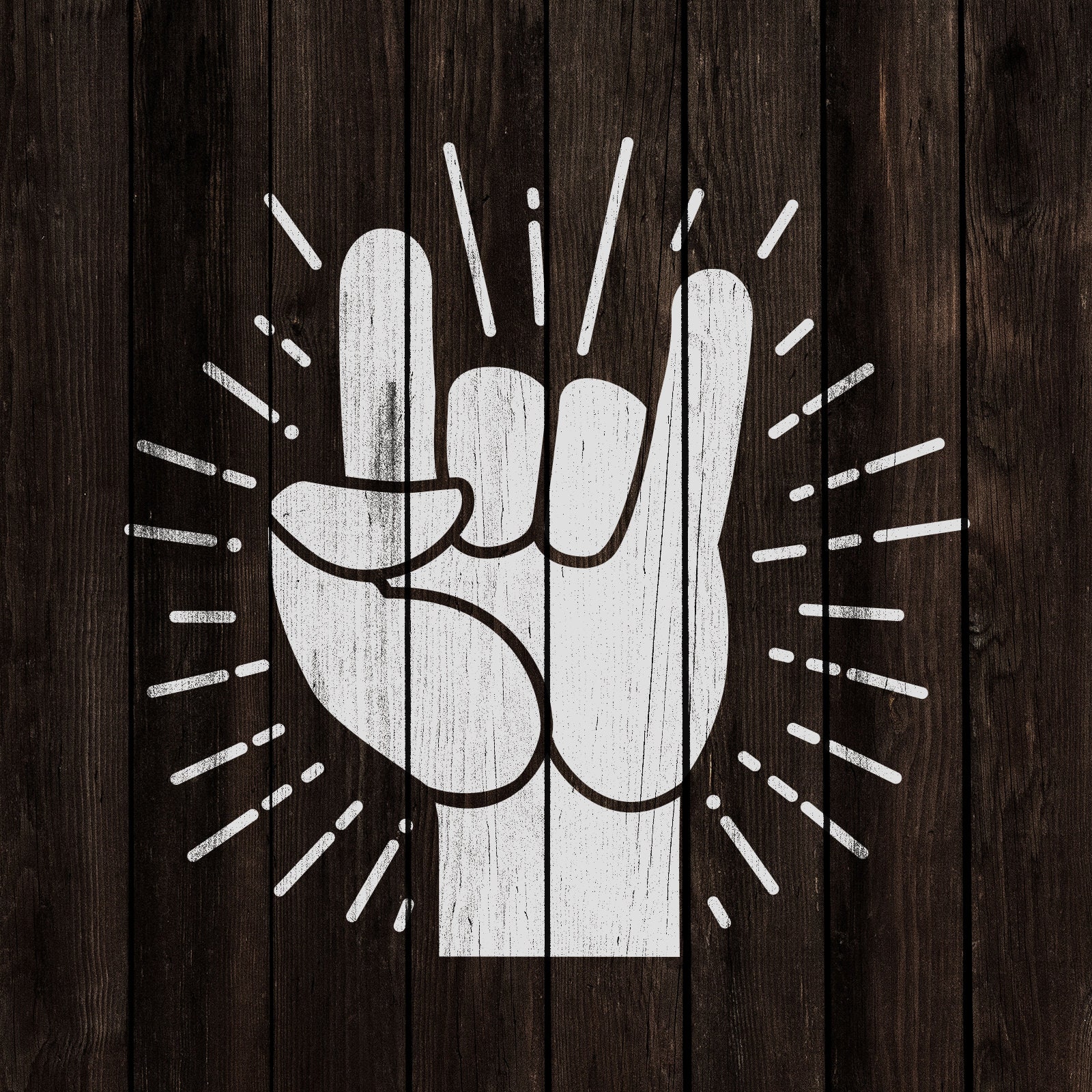 Rock Hand Stencil Rock and Roll Rock Hand Stencil Rock - Etsy