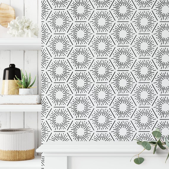 Hexagon Burst Pattern Wall Stencil Reusable Durable Laser | Etsy