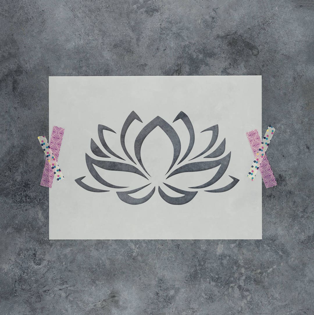 Lotus Flower Stencil - Lotus Stencil, Flower Stencil, Large Lotus ...