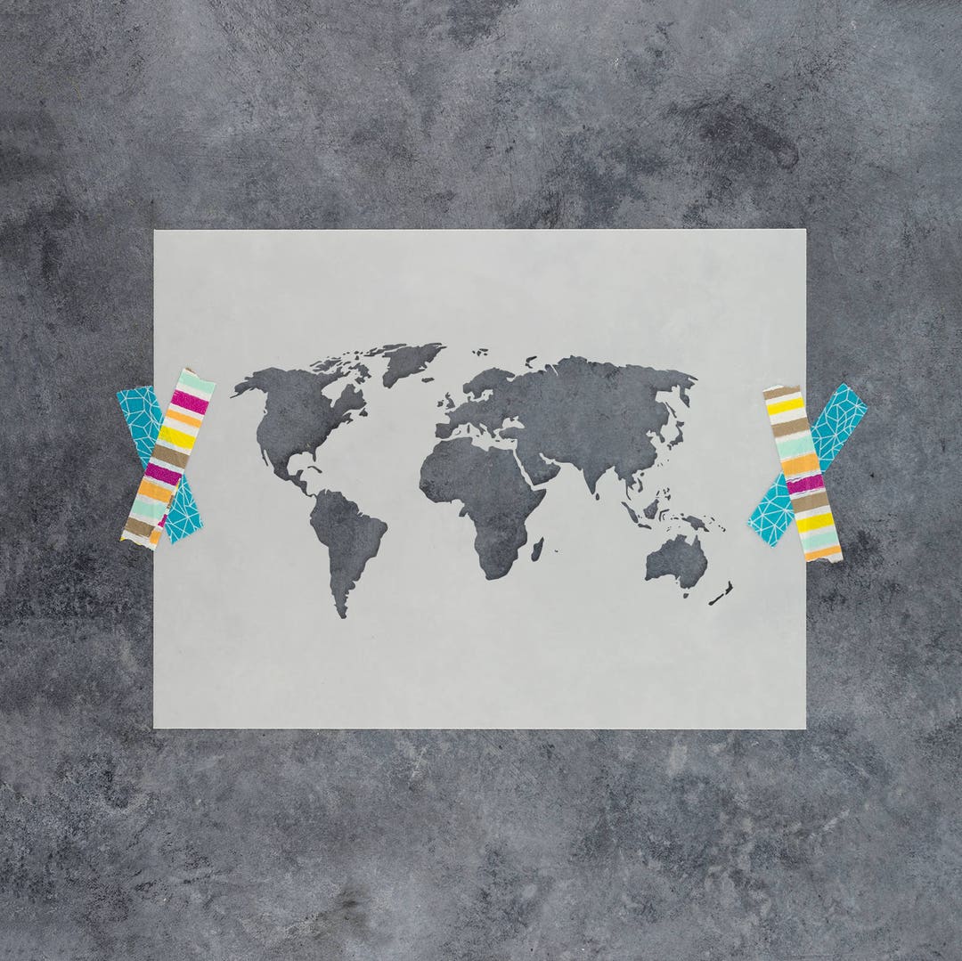World Map Stencil - Reusable Map of the World, World Map Stencil, Large ...