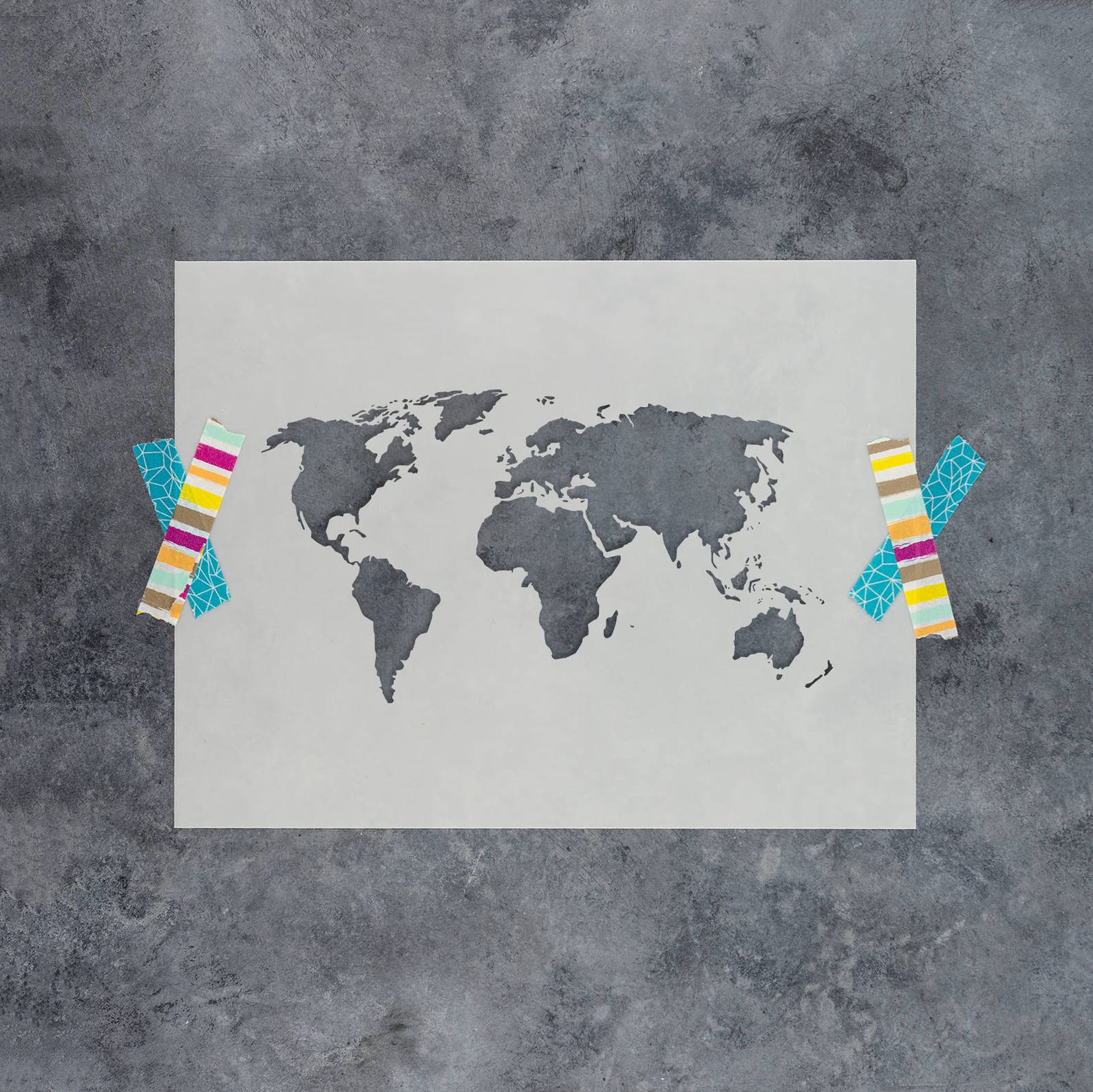 World Map Stencil Reusable Map of the World, World Map Stencil, Large ...