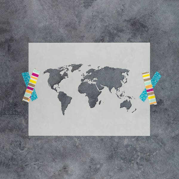 World Map Stencil - Etsy