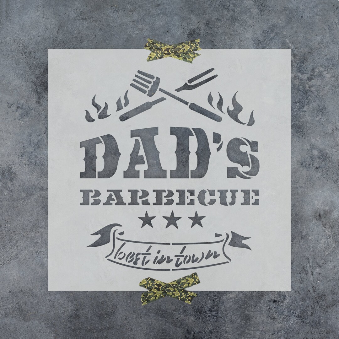 Dad Barbecue Stencil for Crafts, Family Grilling Designs, Outdoor Party ...