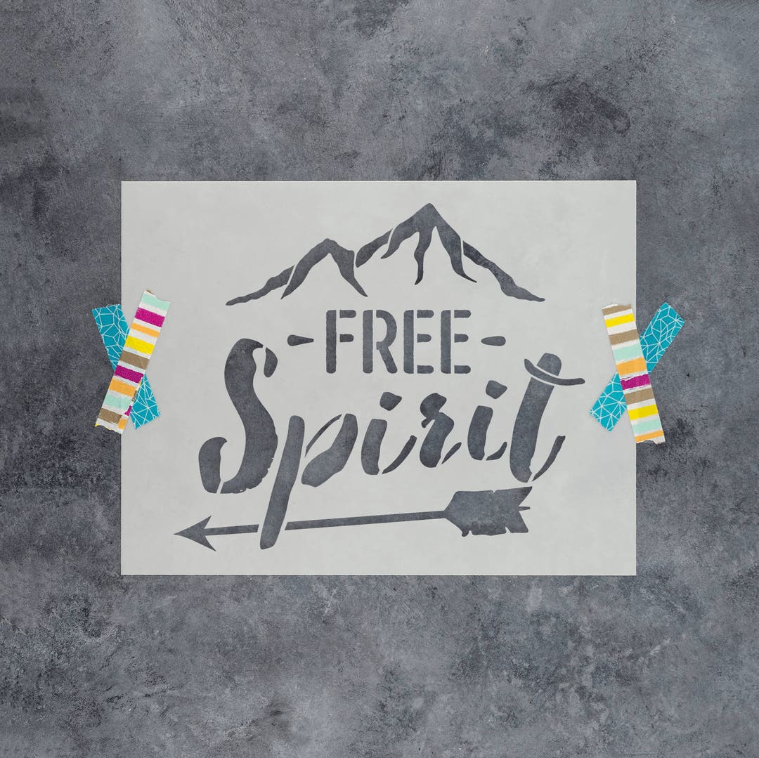 Free Spirit Stencil - Reusable Stencil, Mountain Stencil, Arrow Stencil ...