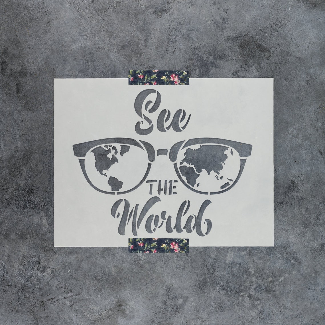 See the World Map Stencil World Map Stencil Travel Stencil - Etsy