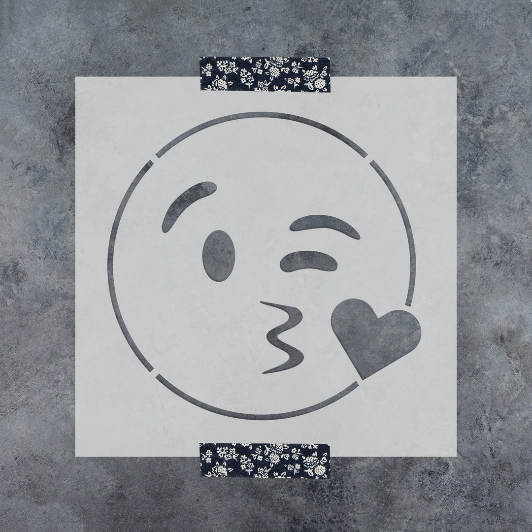 Emoji Blowing Kiss Stencil Template for Walls, Heart Pattern Mylar ...