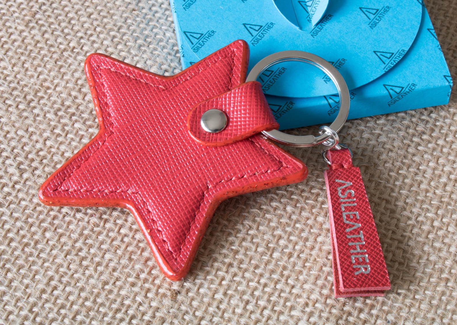 Star-shaped keychain in Saffiano leather Personalized lucky | Etsy