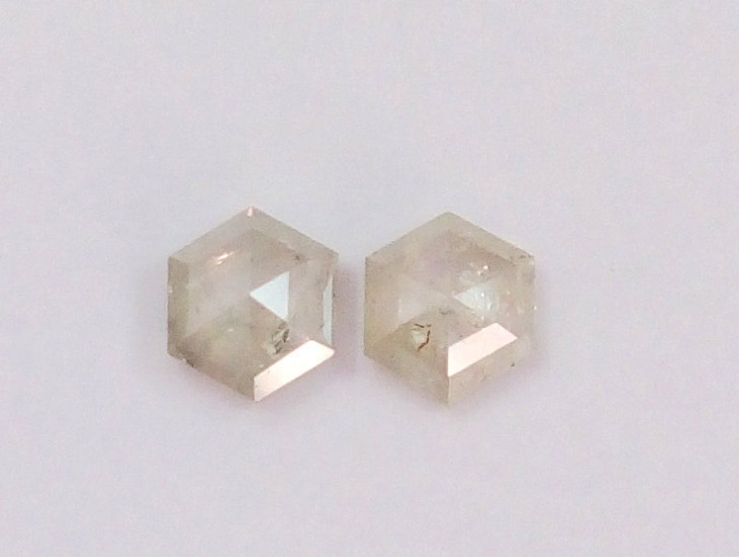 0.85 Ct 5.16x4.44mm Natural Grey Color Pair Hexagon Shape Diamond A90 ...