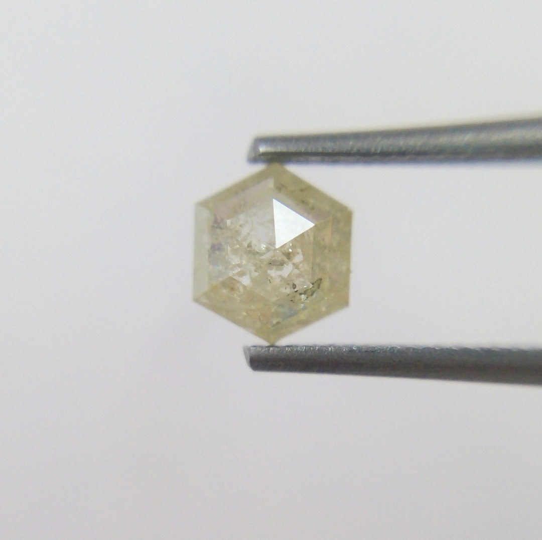 0.52 Ct 5.51x4.82mm Natural Hexagon Shape Grey Color Salt and Pepper ...