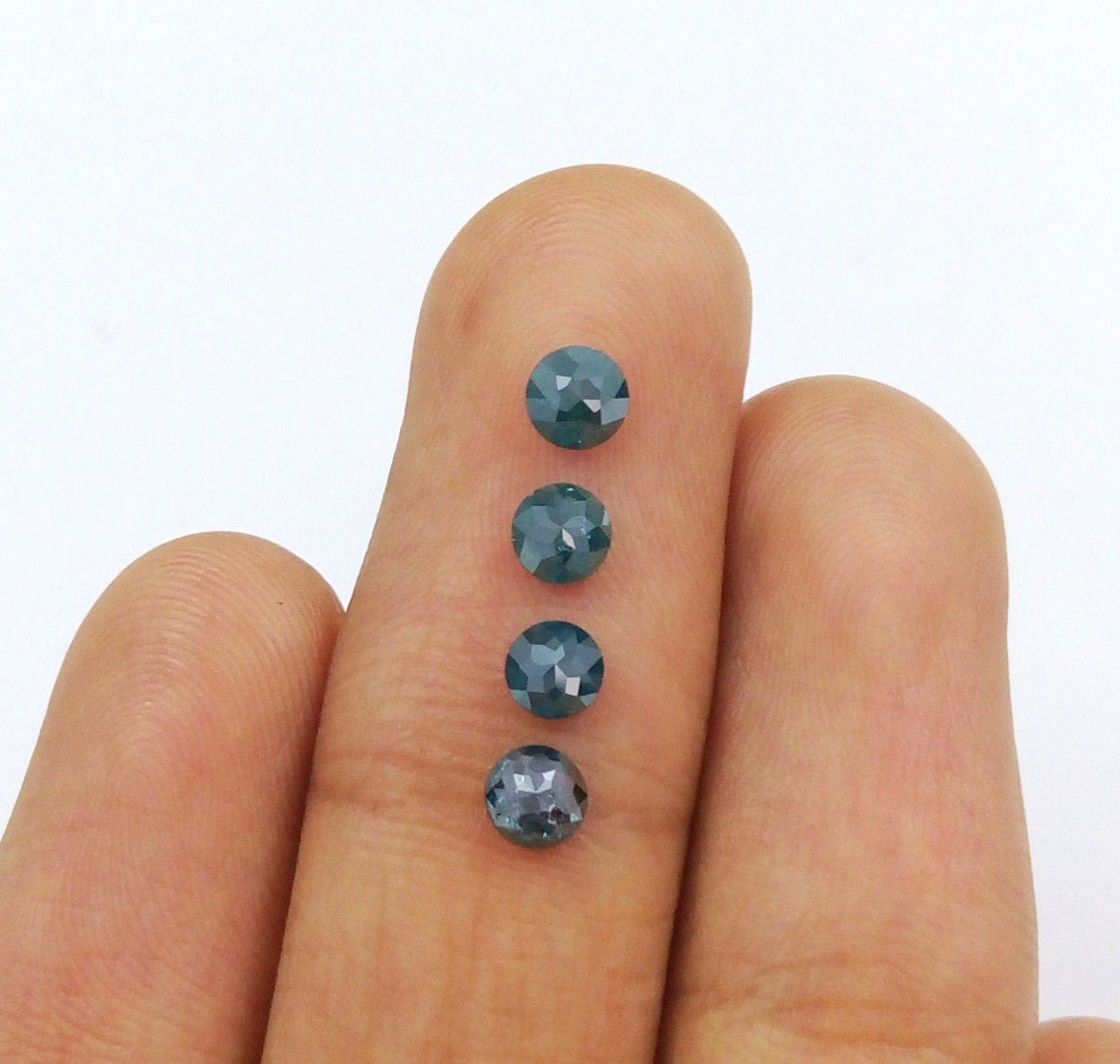 1.57 Ct 4.18to4.44mm Natural Round Rose Cut Blue Diamonds A29 - Etsy