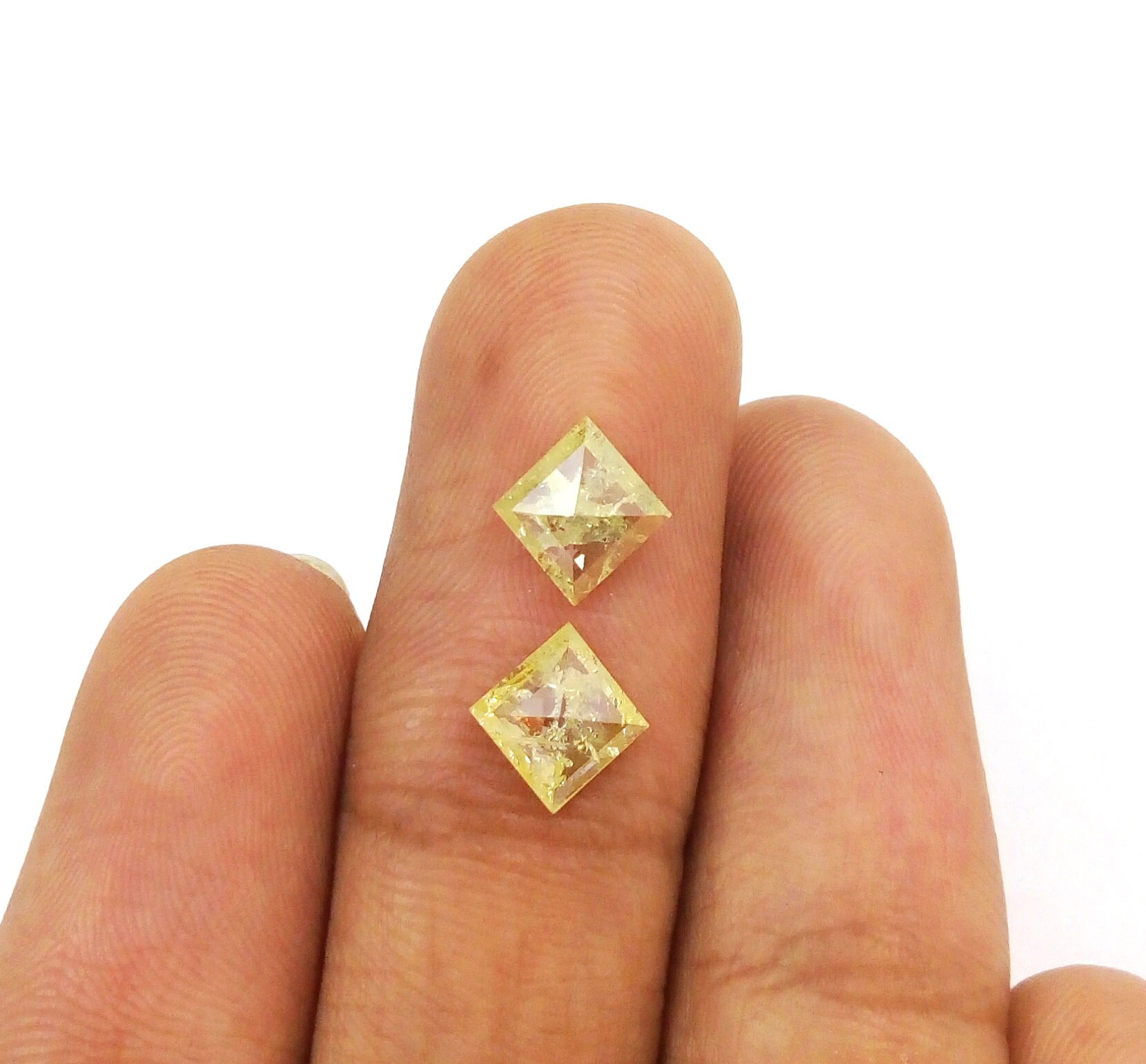 1.68 Ct 8.58x8.02mm Natural Pair Kite Shape Transparent Yellow Color ...