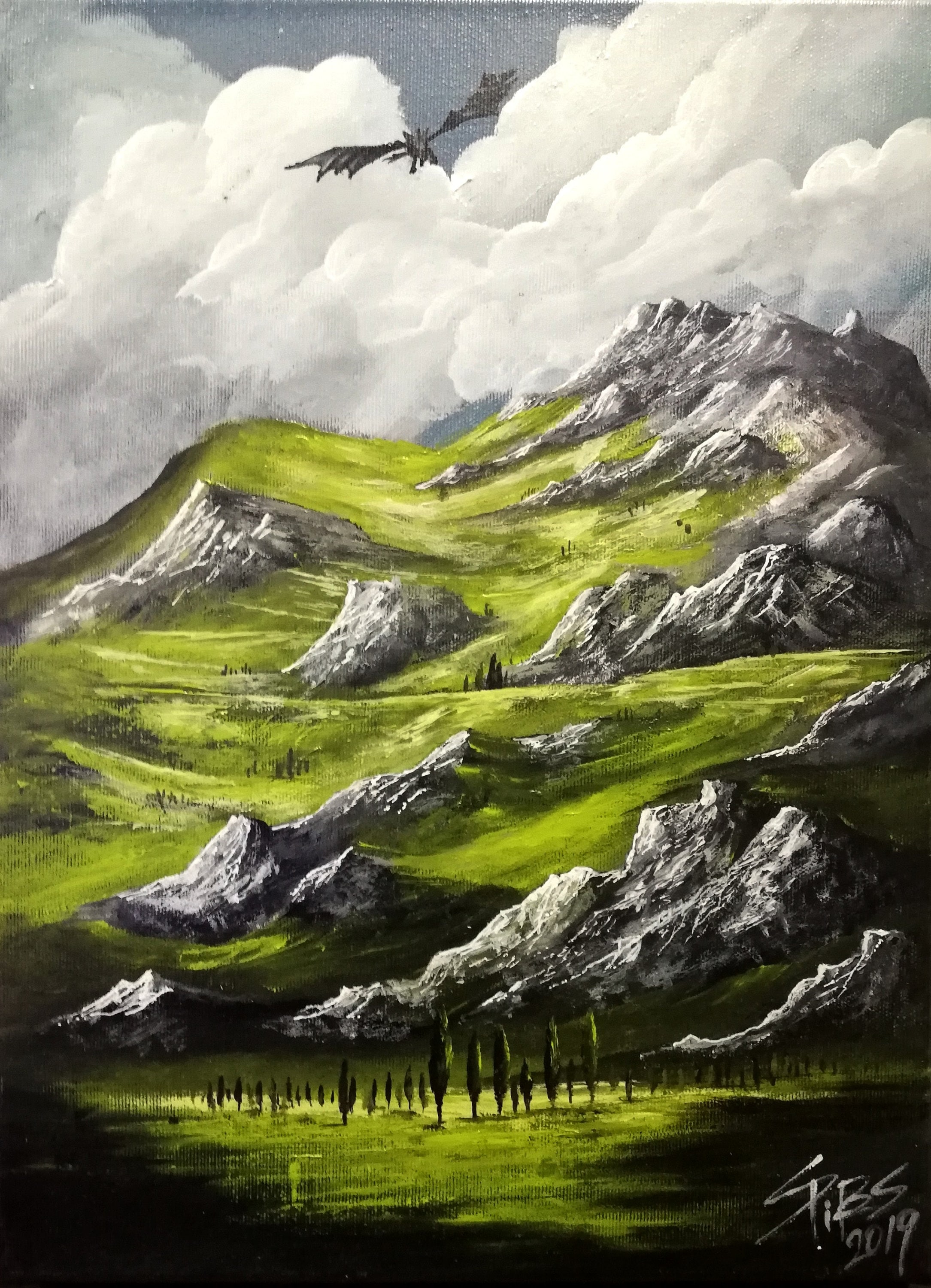 The Great Cold Drake in Grey Mountains Print - Silmarillion Art - Etsy