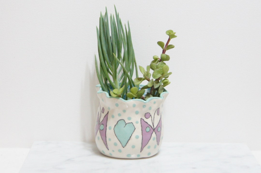 Decorative Garden Collectible Clay Pot Butterfly Blues - Etsy