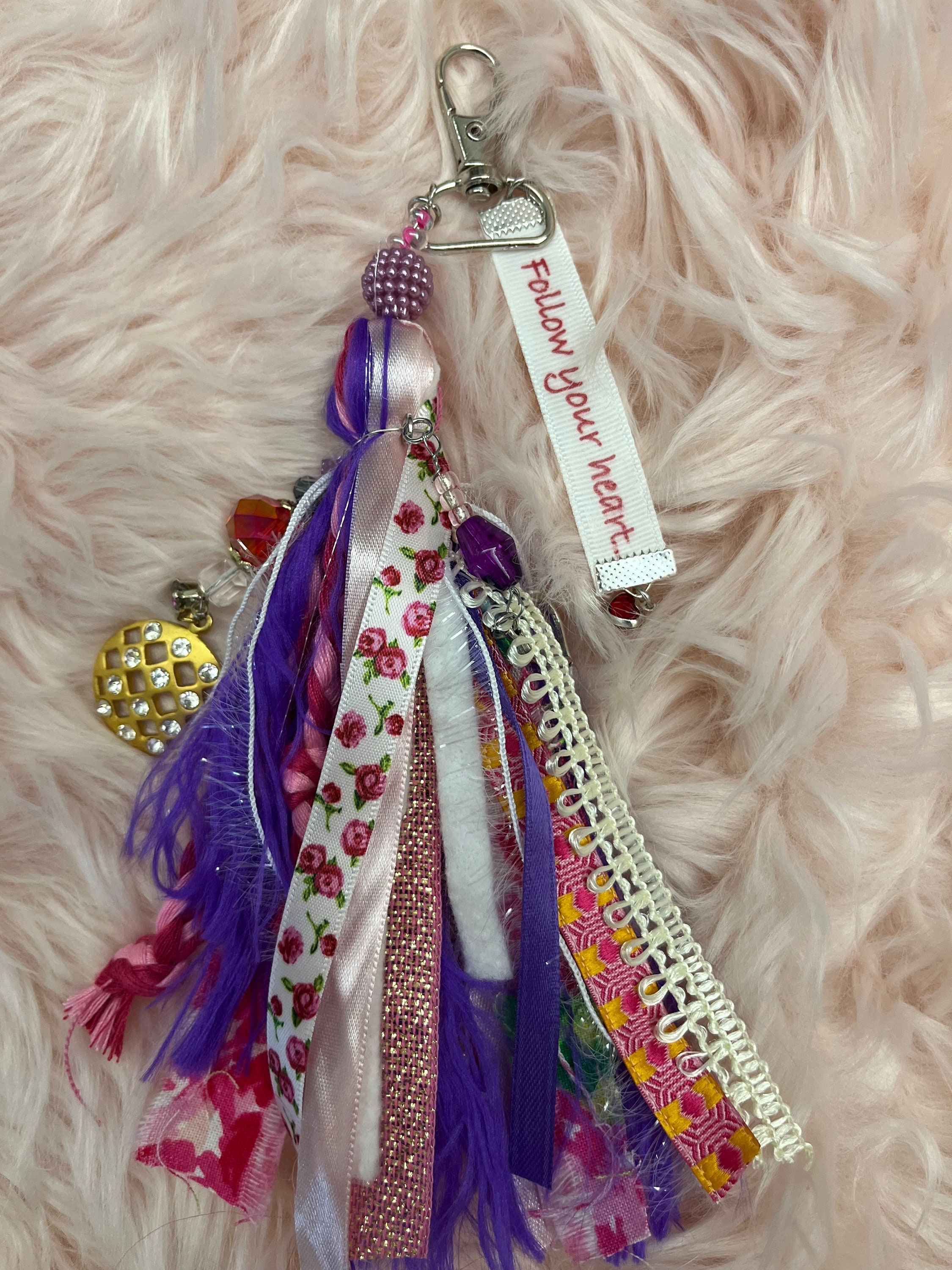 Red Fabric Bag Tassel, Fabric Key Fob, Bogg Bag Tassel, Key Chain ...