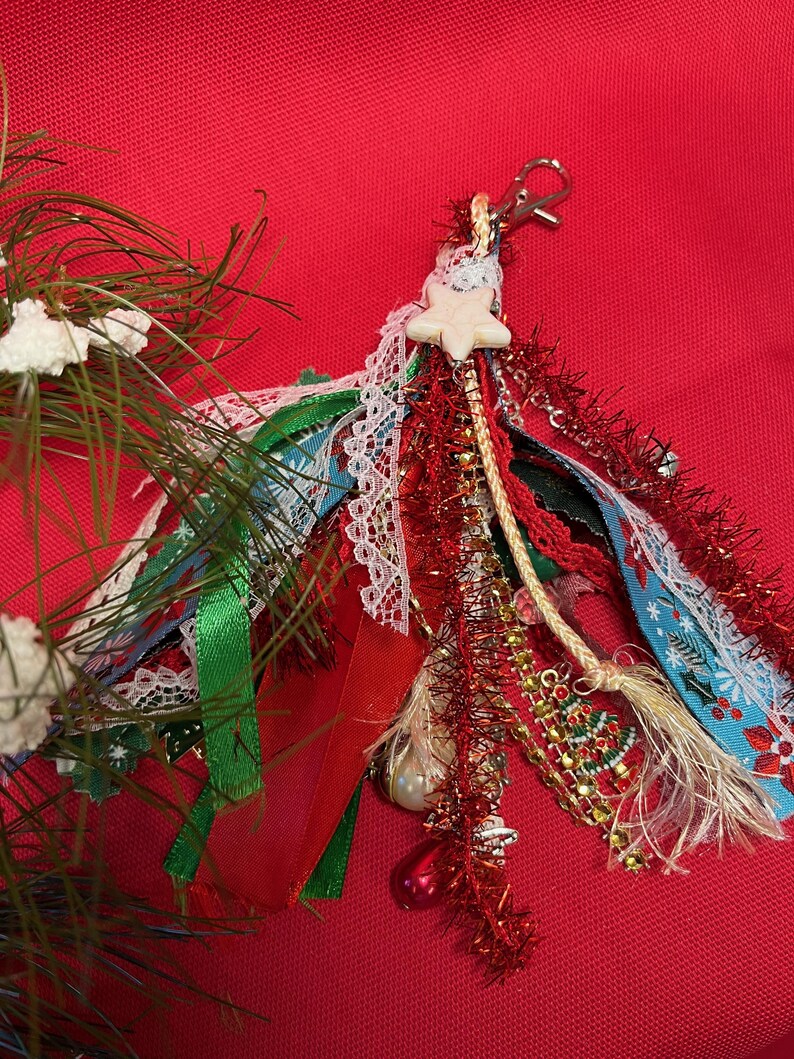 Beaded Boho Tassel, Ribbon Handbag Decor, Mix Media Handbag Charm, Junk ...