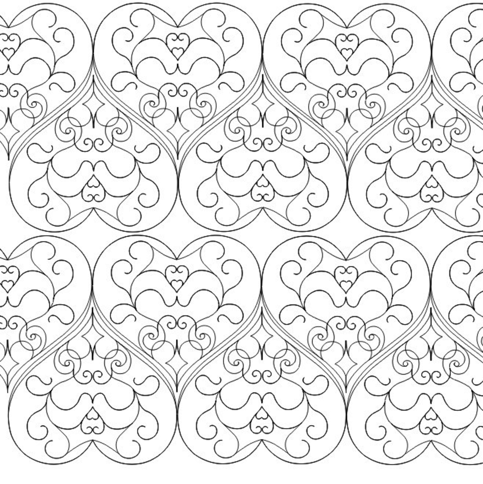 Hearts X2 for Digital Quilting Pattern Design Pantograph - Etsy