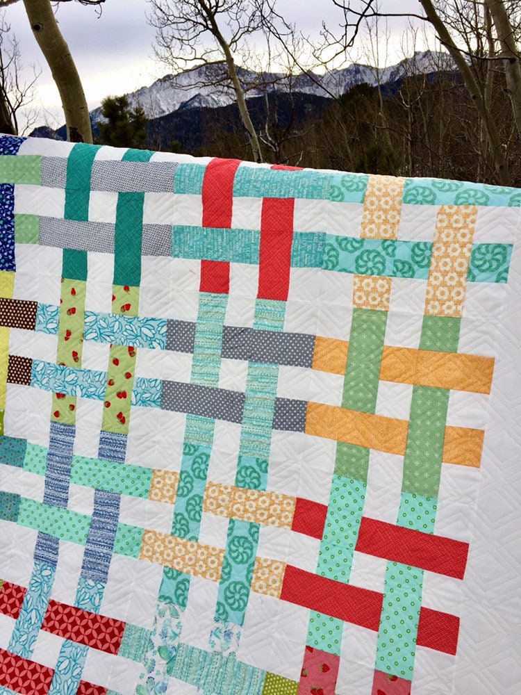 Make to order: Modern Scrappy Quilt woven bright queen size | Etsy