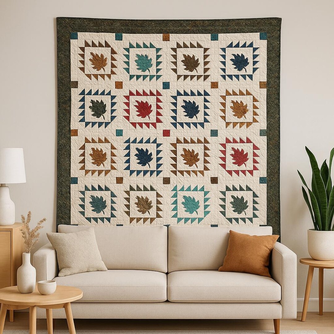 Autumn Leaves Quilt Pattern, Fall Leaf Quilted Wall Hanging ...