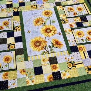 Make to Order: Gorgeous Sunflower Quilt, Handmade, Christian Quotes ...
