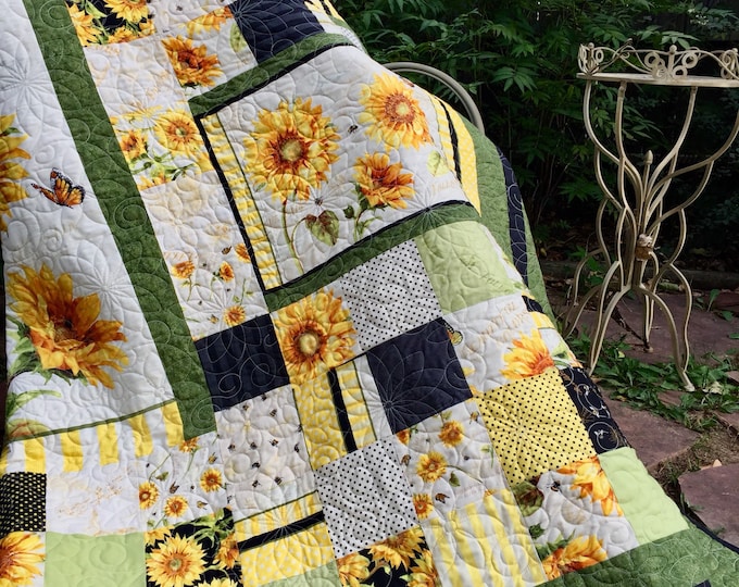 Gorgeous Sunflower Quilt, Queen Size, Handmade, Heirloom - Etsy