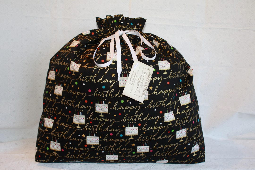 Extra Large Cloth Gift Bag Fabric Gift Bag Happy Birthday Handmade ...