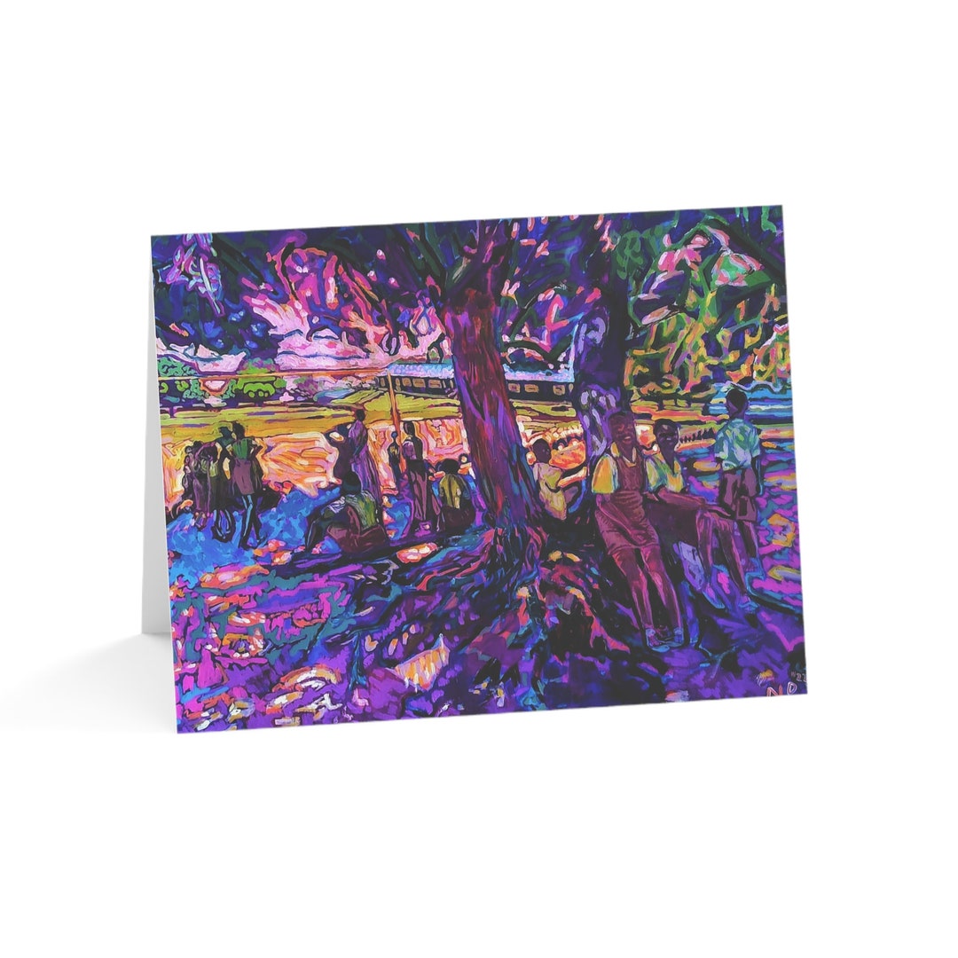 African Greeting Cards - Colorful African Community Scene - Blank ...