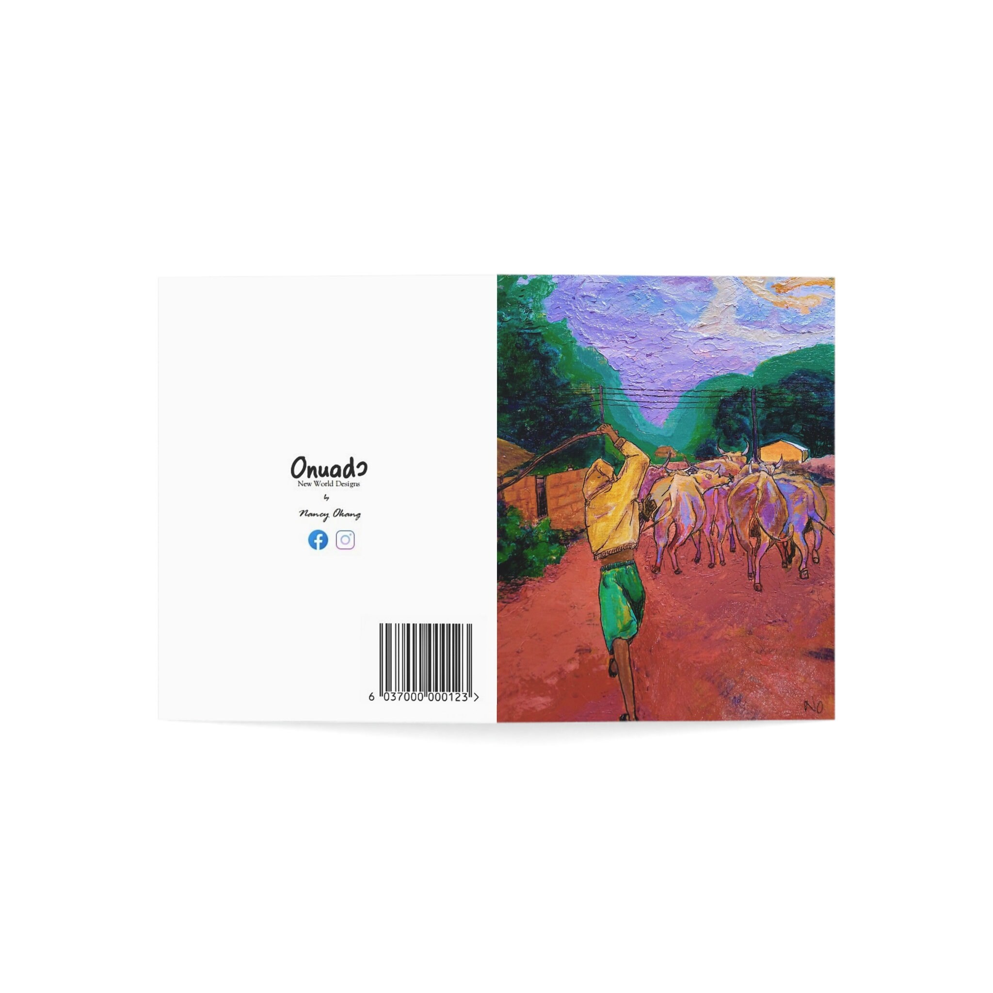 African Greeting Cards - Fulani Boy Herding Cattle - Blank Note Card ...