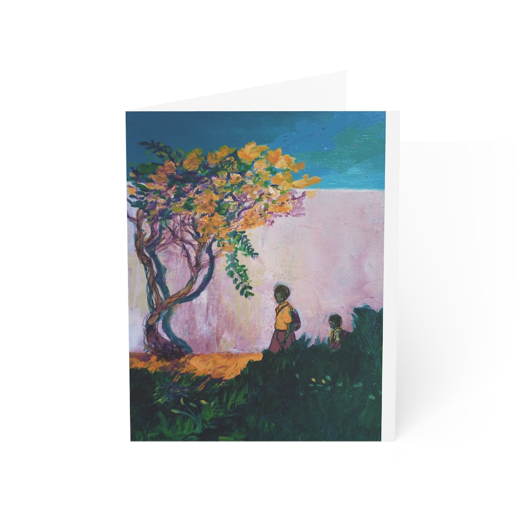 African Greeting Cards Journey to Knowledge African Children Walking to ...