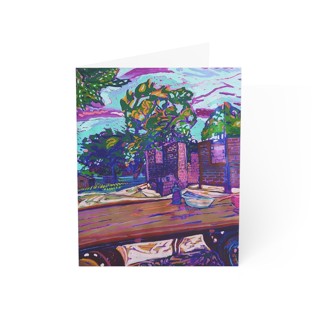 African Greeting Cards - African Village Construction - Blank Note Card ...