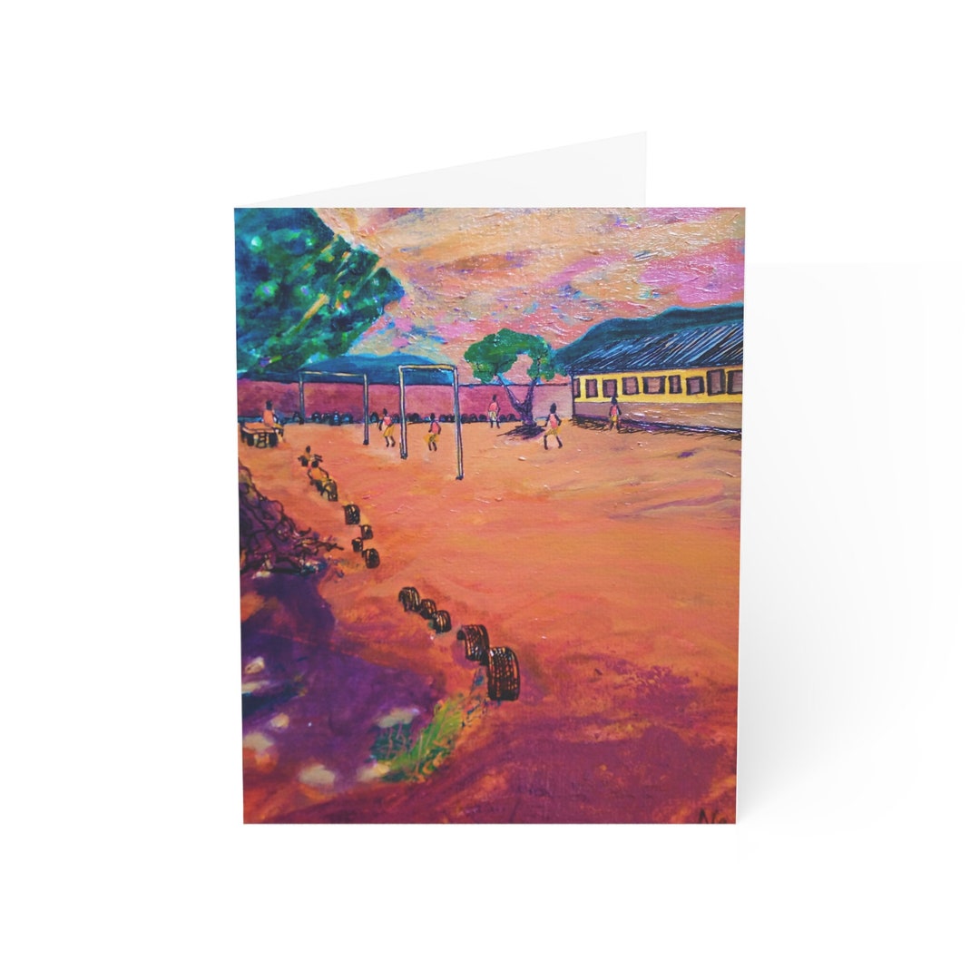 African Greeting Cards - Sunset Playground - Vibrant Blank Notecard ...