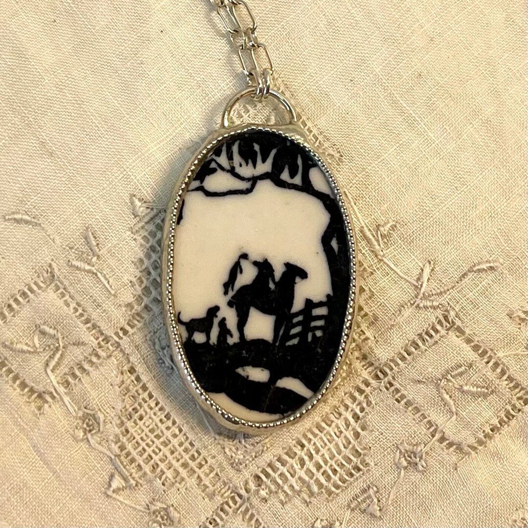 Hunting Scene China Pendant, Fox Hunt Silhouette China Pendant - Etsy