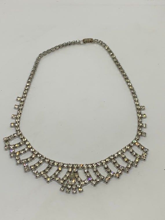 Vintage clear rhinestone elegant formal necklace 15 i… - Gem