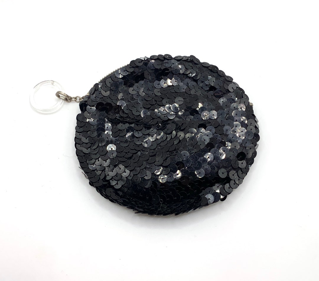 Vintage 1930s Black Sequin and Leather Coin Purse - Etsy