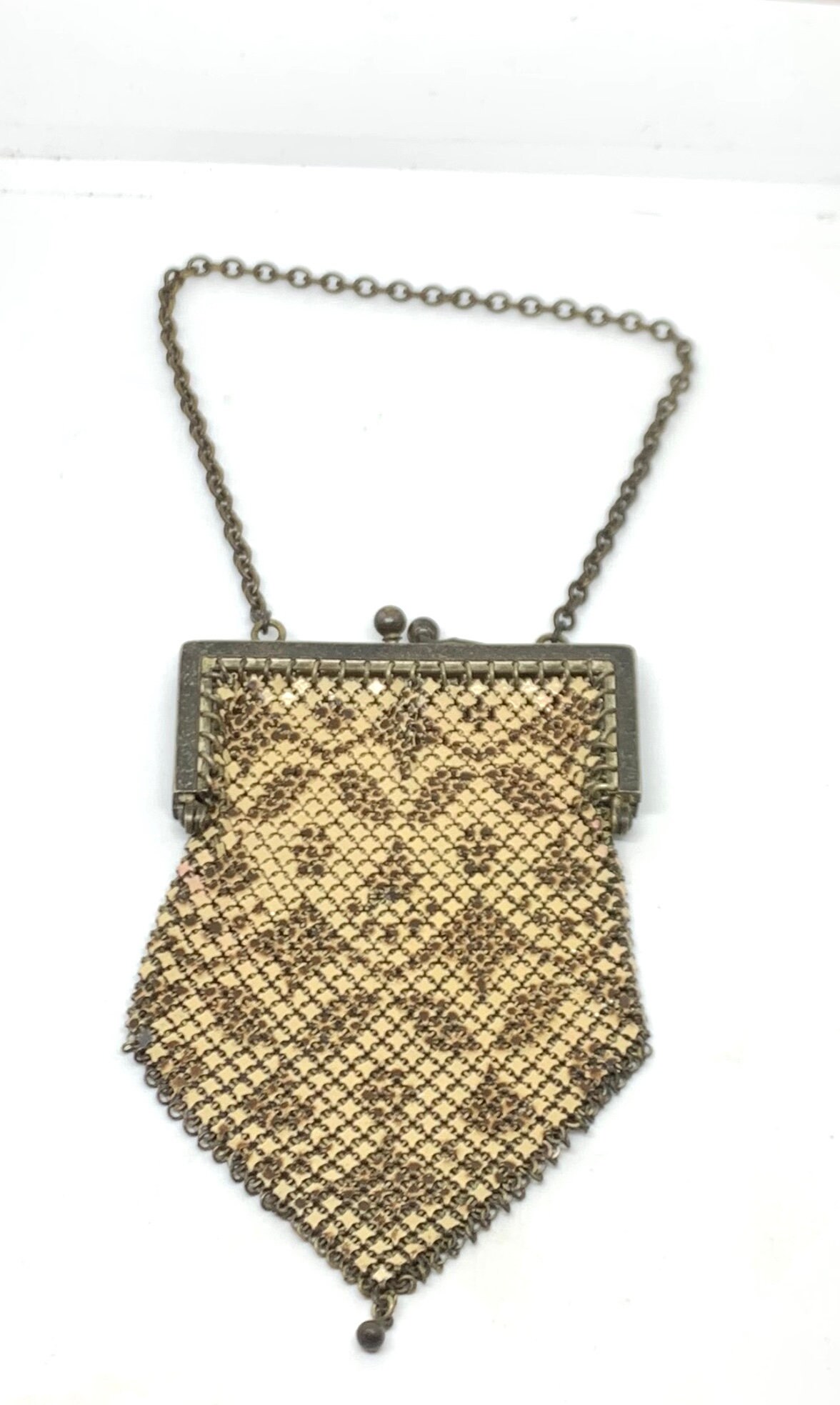 Antique Tiny Enamel Chain Mail Metal Coin Purse Brown and | Etsy