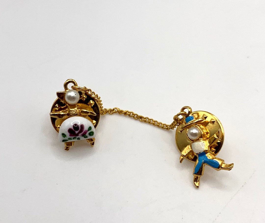 Vintage Figural Dutch Couple Pins Double Pin Chain - Etsy