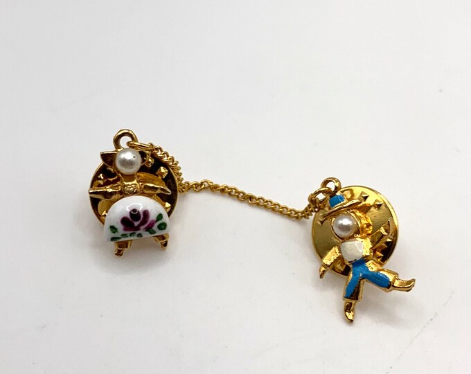 Vintage Figural Dutch Couple Pins Double Pin Chain - Etsy