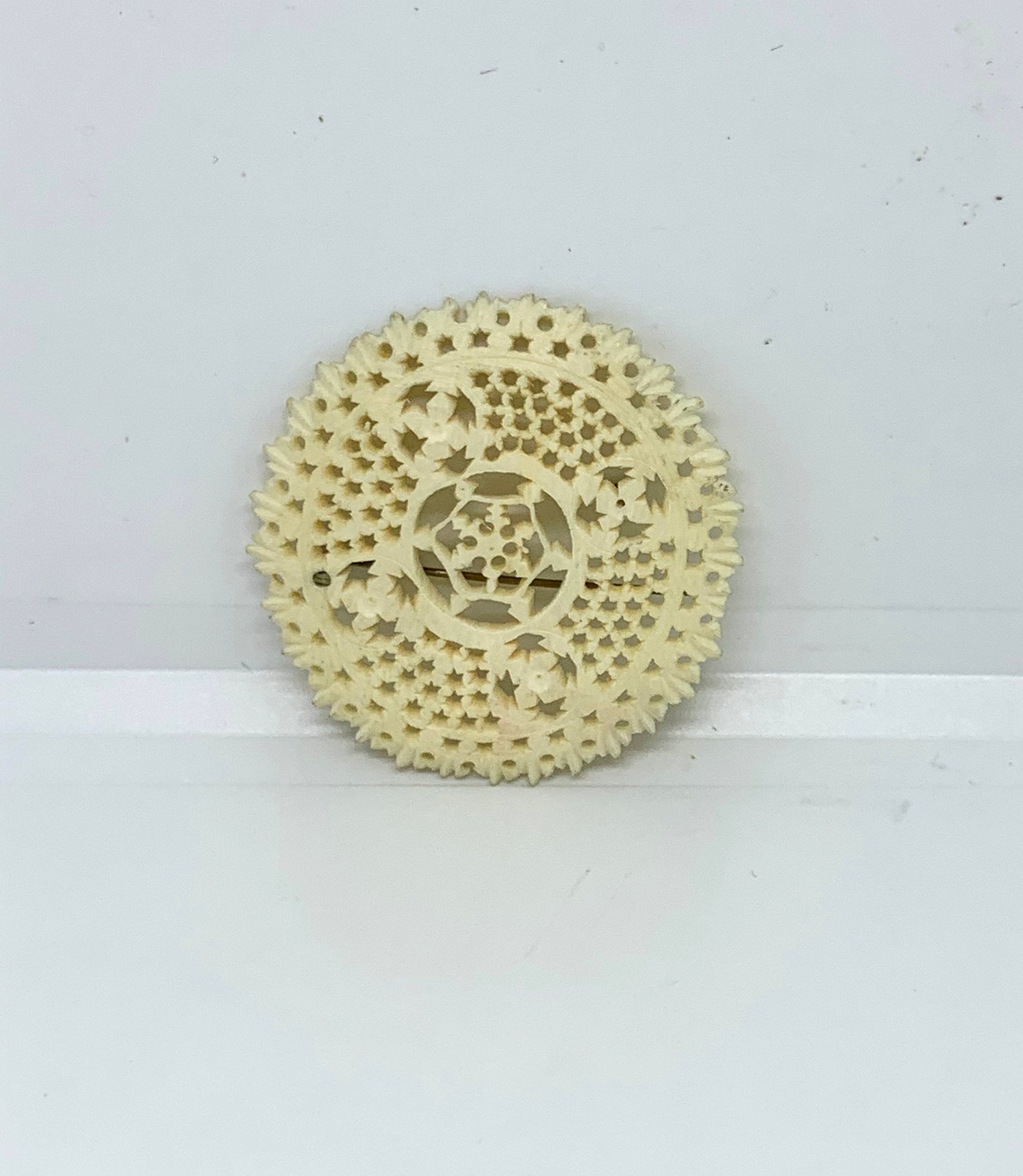 Vintage off White Carved Bone Round Snowflake Floral Mandala - Etsy