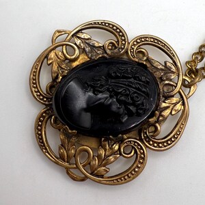 Vintage Antique Black Cameo Locket Necklace Mourning - Etsy