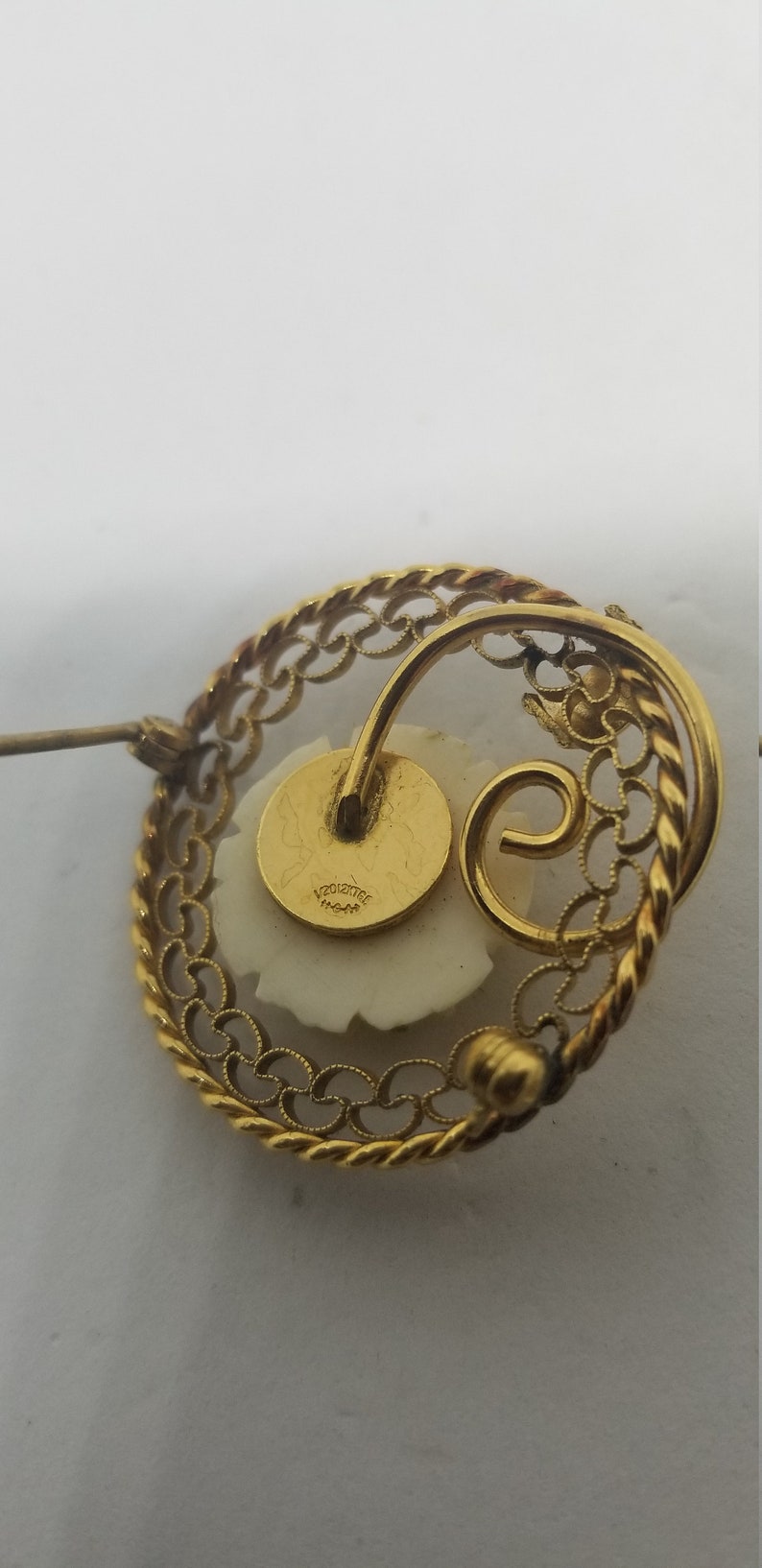 Vintage Carl Art Gold Filled Carved Bone Flower Rose Brooch - Etsy